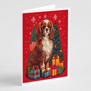 caroline's treasures dac3066gca7p cavalier spaniel holiday christmas greeting cards pack of 8 blank cards with envelopes whimsical a7 size 5x7 blank note cards