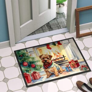 Caroline's Treasures DAC2709MAT Norfolk Terrier Cozy Christmas Doormat Front Door Mat Indoor Outdoor Rugs for Entryway, Non Slip Washable Low Pile, 18H X 27W