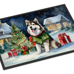 Caroline's Treasures DAC2592MAT Alaskan Malamute Cozy Christmas Doormat Front Door Mat Indoor Outdoor Rugs for Entryway, Non Slip Washable Low Pile, 18H X 27W