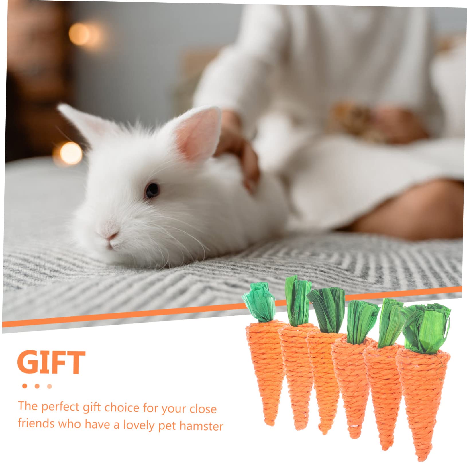 BESTOYARD 24 Pcs Chewy Straw Radish Guinea Pig Toy Rabbit Toy Bunny Cages Accessories Bunny chew Carrot Teething Toys Hamster Toys for Hamster Toy for Rat Artificial Snack