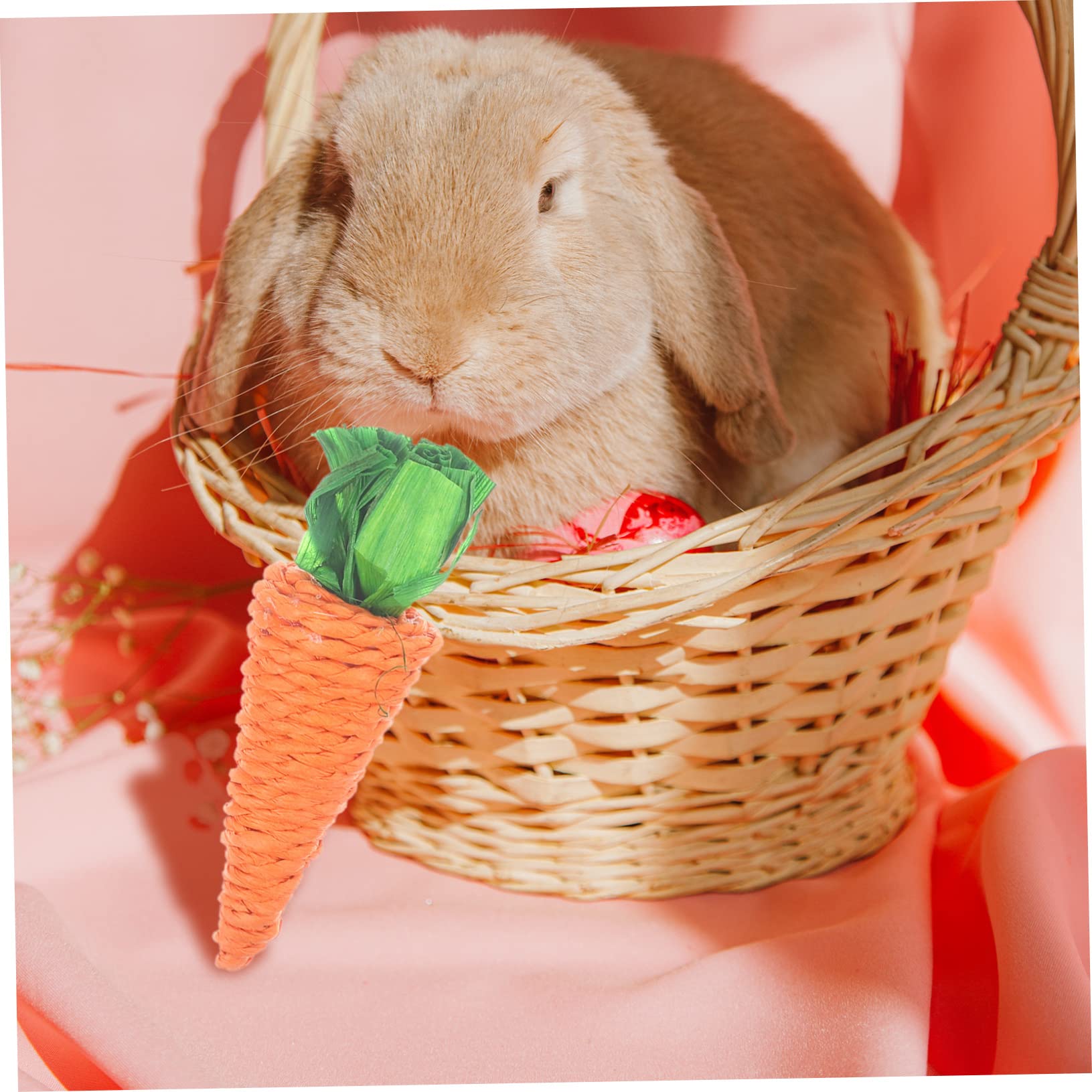 BESTOYARD 24 Pcs Chewy Straw Radish Guinea Pig Toy Rabbit Toy Bunny Cages Accessories Bunny chew Carrot Teething Toys Hamster Toys for Hamster Toy for Rat Artificial Snack