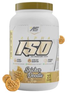 alpha supps iso, low carb 100% whey protein isolate powder, 25 grams per serving, helps support muscle growth, low sugar and gluten free (snicker doodle, 2 lb)