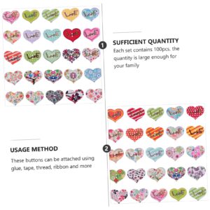 EXCEART 200 Pcs Wooden Heart Button Nativity Craft Xmas Button Assortment Decorative Wooden Craft Buttons Sewing Button with Hole Dining Table Decor Two-hole Buttons Manual Beads