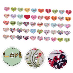 EXCEART 200 Pcs Wooden Heart Button Nativity Craft Xmas Button Assortment Decorative Wooden Craft Buttons Sewing Button with Hole Dining Table Decor Two-hole Buttons Manual Beads