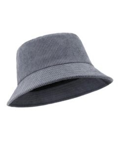 zylioo xxl oversize corduroy bucket hat,adjustable large fishing sun hats,big heads golf hat for cool weather dark gray