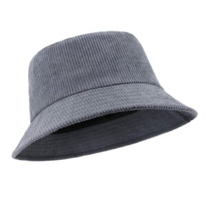 Zylioo XXL Oversize Corduroy Bucket Hat,Adjustable Large Fishing Sun Hats,Big Heads Golf Hat for Cool Weather Dark Gray