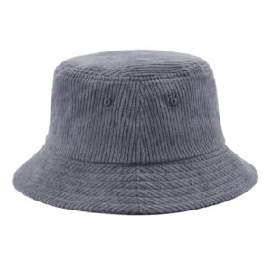 Zylioo XXL Oversize Corduroy Bucket Hat,Adjustable Large Fishing Sun Hats,Big Heads Golf Hat for Cool Weather Dark Gray