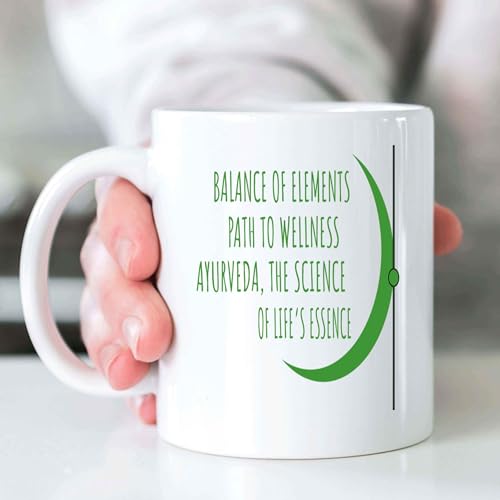 Humorous Gift Health Conscious Gifts Featuring Ayurvedic Elements, for Mother's Day Surprise for Aunt - Ayurveda Medicine Quote on Gray & Men Women Cotton 11 Oz White Ceramic Coffee Mug