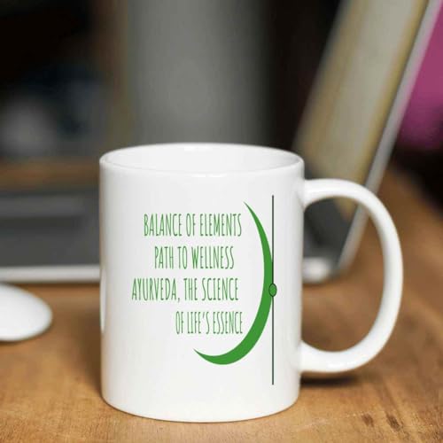 Humorous Gift Health Conscious Gifts Featuring Ayurvedic Elements, for Mother's Day Surprise for Aunt - Ayurveda Medicine Quote on Gray & Men Women Cotton 11 Oz White Ceramic Coffee Mug