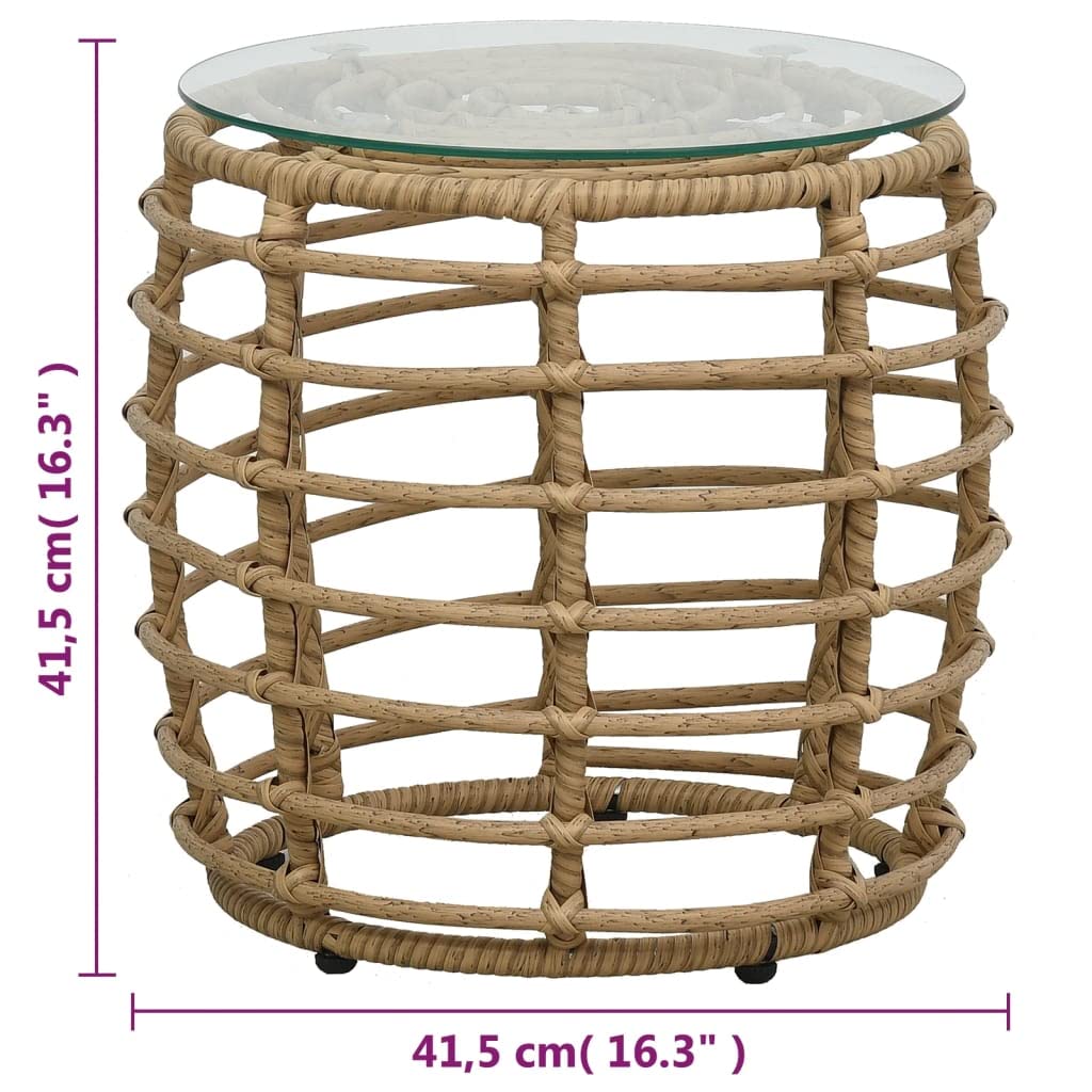 Makastle Outdoor Patio Bistro Set, 3 Piece Rattan Wicker Conversation Chair Sets Balcony Furniture for Yard Lawn Garden Porch Poolside, Poly Rattan Oak