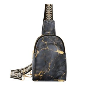 zoeo sling backpack crossbody shoulder bags men women multipurpose chest bag for travel hiking sports black and golden marble