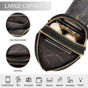 ZOEO Sling Backpack Crossbody Shoulder Bags Men Women Multipurpose Chest Bag for Travel Hiking Sports Black and Golden Marble