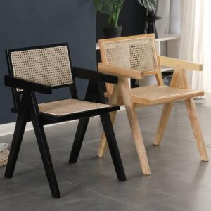 RILOOP Dining Chairs,Farmhouse Dining Chairs with Cane Back, Wood Kitchen Dining Chairs,Armchair Cane Dining Chair for Dinner Living Room/a/42.5 * 48.5 * 86Cm