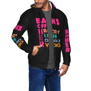 Bans Off Our Bodies Hoodie Men'S Novelty Sweater Long Sleeve Zip Cardigan Sweater