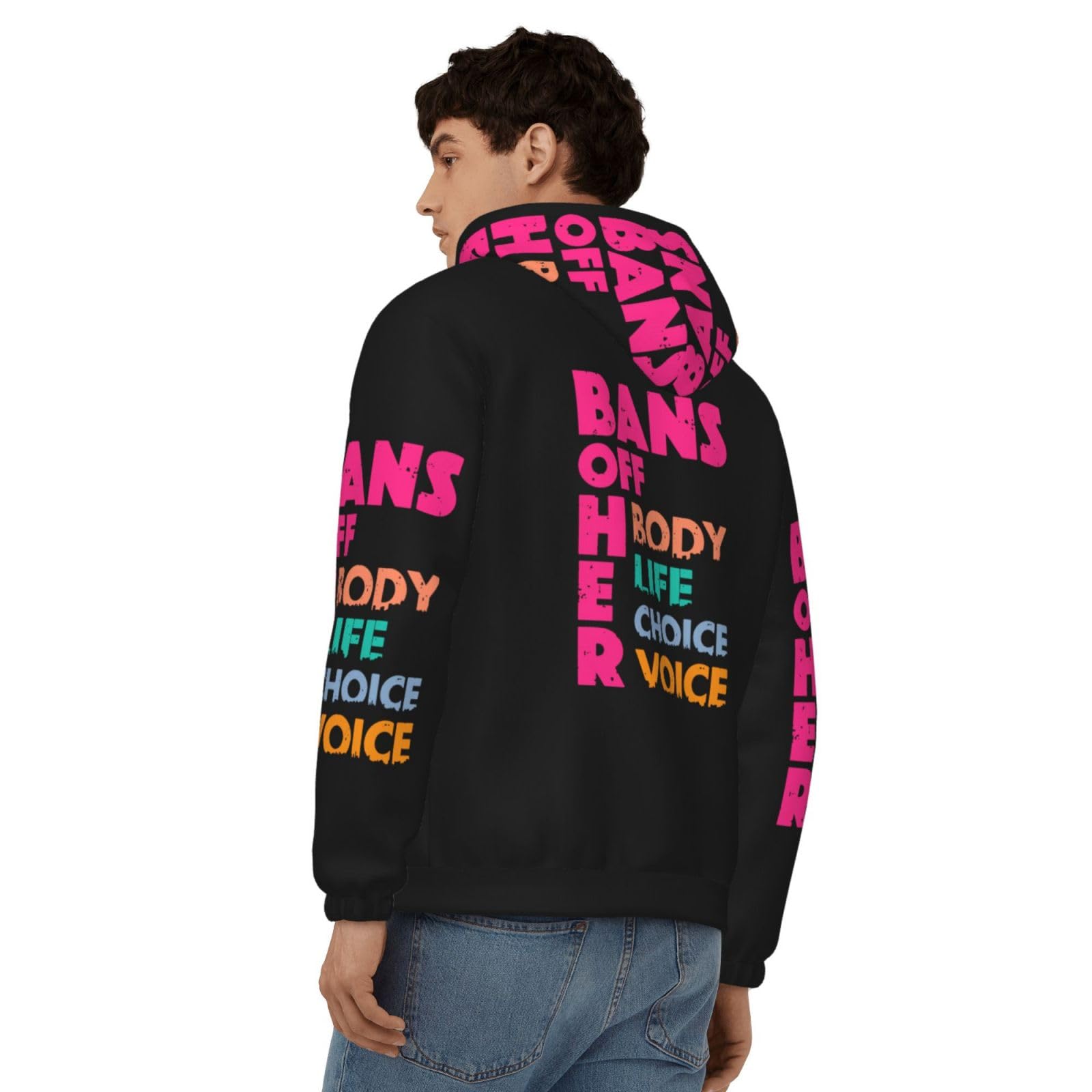 Bans Off Our Bodies Hoodie Men'S Novelty Sweater Long Sleeve Zip Cardigan Sweater