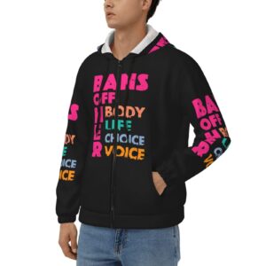 Bans Off Our Bodies Hoodie Men'S Novelty Sweater Long Sleeve Zip Cardigan Sweater