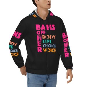 Bans Off Our Bodies Hoodie Men'S Novelty Sweater Long Sleeve Zip Cardigan Sweater