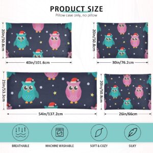 Cartoon Christmas Owls Pillowcase for Hair and Skin Body Pillow Cover Long Body Pillow Case 20"X 54" Fluffy Pillow Case with Zipper for Women Men