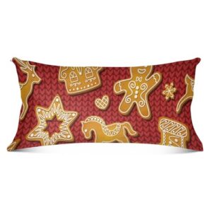 gingerbread cookies christmas pillowcase for hair and skin body pillow cover long body pillowcase 20"x 54" fluffy pillow case with zipper for sleeping