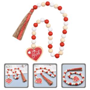 Sweet Valentine's Day Rope Tassel Beads Printed Dot Tassel Wood Beads DIY Decorative Pendant Wood Beads Garlands Bead Garland Home Decor Wall Valentine Day Decor Wood Decor