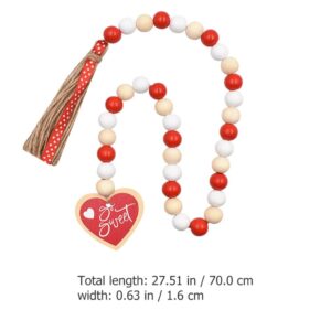 Sweet Valentine's Day Rope Tassel Beads Printed Dot Tassel Wood Beads DIY Decorative Pendant Wood Beads Garlands Bead Garland Home Decor Wall Valentine Day Decor Wood Decor