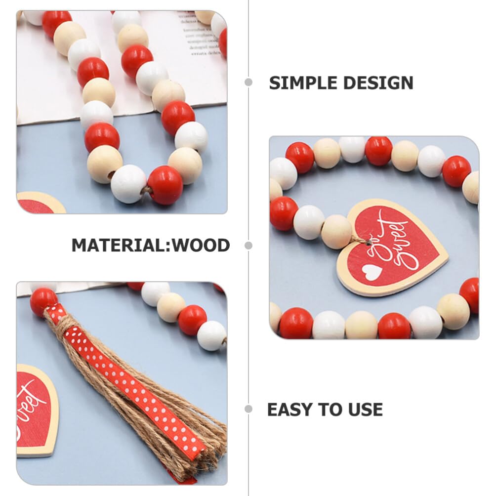 Sweet Valentine's Day Rope Tassel Beads Printed Dot Tassel Wood Beads DIY Decorative Pendant Wood Beads Garlands Bead Garland Home Decor Wall Valentine Day Decor Wood Decor