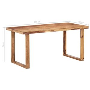 QJBSAVVA Dining Table 63"x31.5"x29.9" Solid Sheesham Wood,Round bar Table KitchenTable CocktailTable High Table Suitable for Living Room, Kitchen, Backyard, Wedding