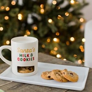 Pearhead Santa's Milk & Cookies Christmas Mug, Holiday Novelty Coffee Mug with Slot for Cookies, Holiday Home Décor, Microwave And Dishwasher Safe, Santa’s Milk & Cookies Mug, 9 Oz