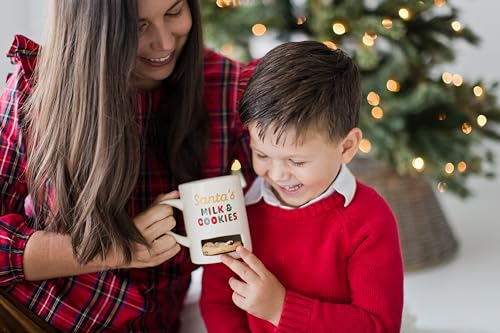 Pearhead Santa's Milk & Cookies Christmas Mug, Holiday Novelty Coffee Mug with Slot for Cookies, Holiday Home Décor, Microwave And Dishwasher Safe, Santa’s Milk & Cookies Mug, 9 Oz