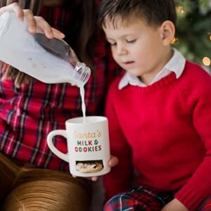 Pearhead Santa's Milk & Cookies Christmas Mug, Holiday Novelty Coffee Mug with Slot for Cookies, Holiday Home Décor, Microwave And Dishwasher Safe, Santa’s Milk & Cookies Mug, 9 Oz