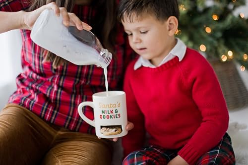 Pearhead Santa's Milk & Cookies Christmas Mug, Holiday Novelty Coffee Mug with Slot for Cookies, Holiday Home Décor, Microwave And Dishwasher Safe, Santa’s Milk & Cookies Mug, 9 Oz