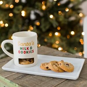 Pearhead Santa's Milk & Cookies Christmas Mug, Holiday Novelty Coffee Mug with Slot for Cookies, Holiday Home Décor, Microwave And Dishwasher Safe, Santa’s Milk & Cookies Mug, 9 Oz