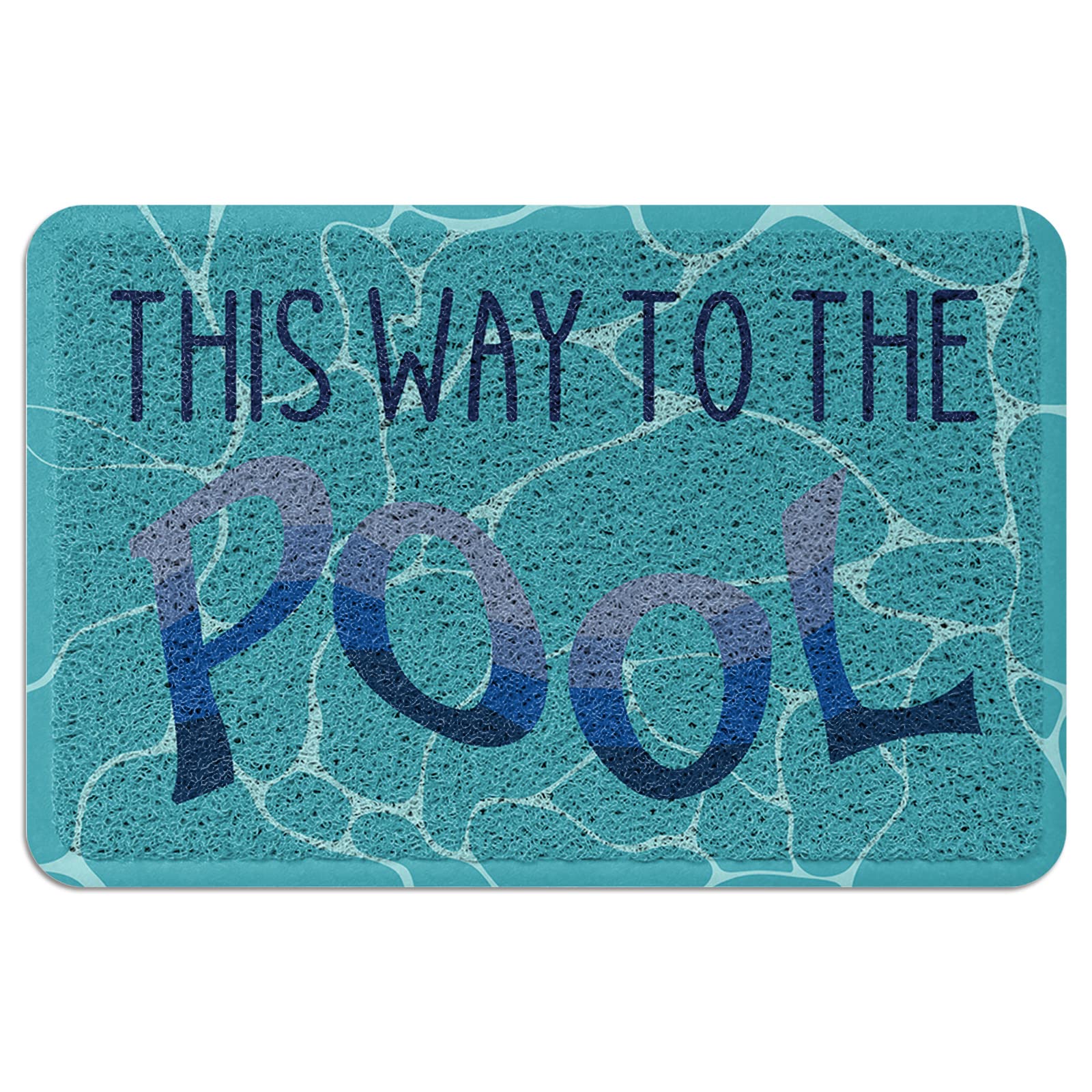 Rugs for Bedroom Men Doormat Entrance Rugs Welcome Mats Blue Beach Outdoor Indoor Mats Rubber Backing for Front Door/Yard/Garage/Garden Summer Seaside This Way to The Pool Welcome Doormat 18x30 inch