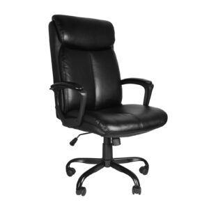 daesar office desk chair pu leather, adjustable height/tilt, 360 degree swivel, 300lbs, black