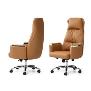 Ergonomic Office Chair, Executive Office Chair Leather Computer Office Ergonomic Recliner Lift Swivel Chair (Color : Green)