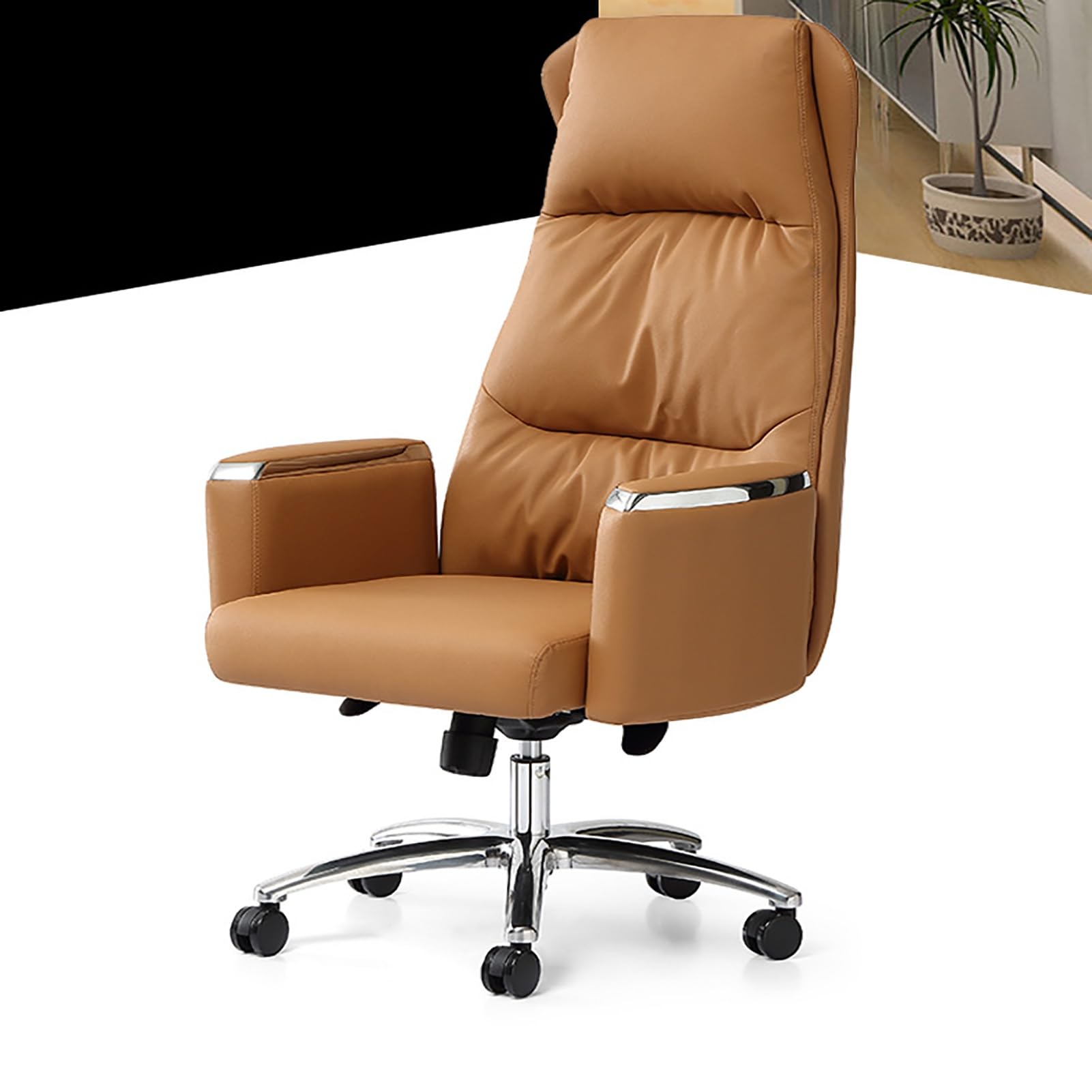 Ergonomic Office Chair, Executive Office Chair Leather Computer Office Ergonomic Recliner Lift Swivel Chair (Color : Green)