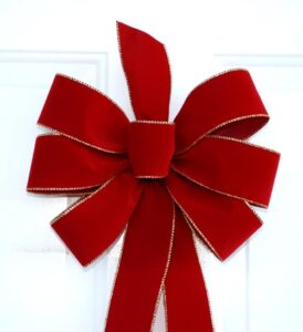 premium ribbon wired traditional red with gold edges handmade velvet christmas bow - approximately 10" - case of 16