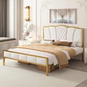 Borghetto Queen-Size Modern Upholstered Bed Frame with Tufted Headboard