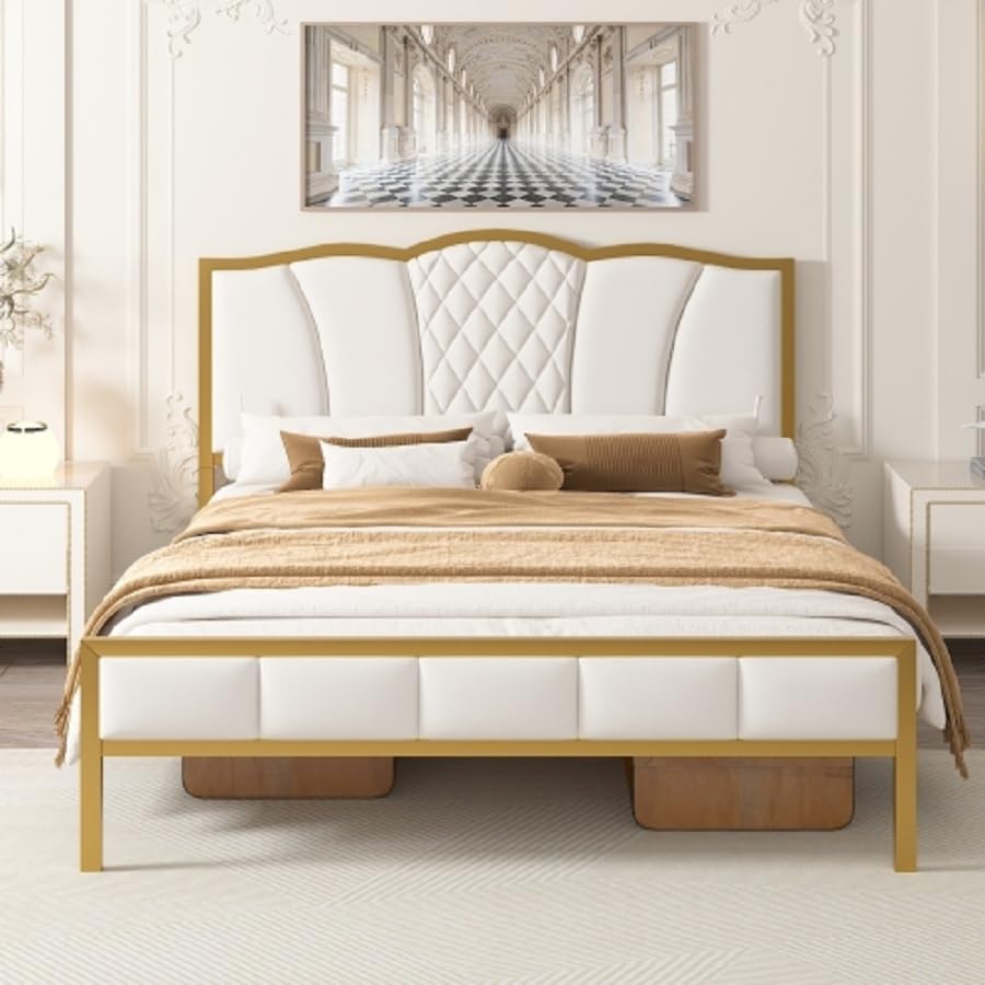 Borghetto Queen-Size Modern Upholstered Bed Frame with Tufted Headboard