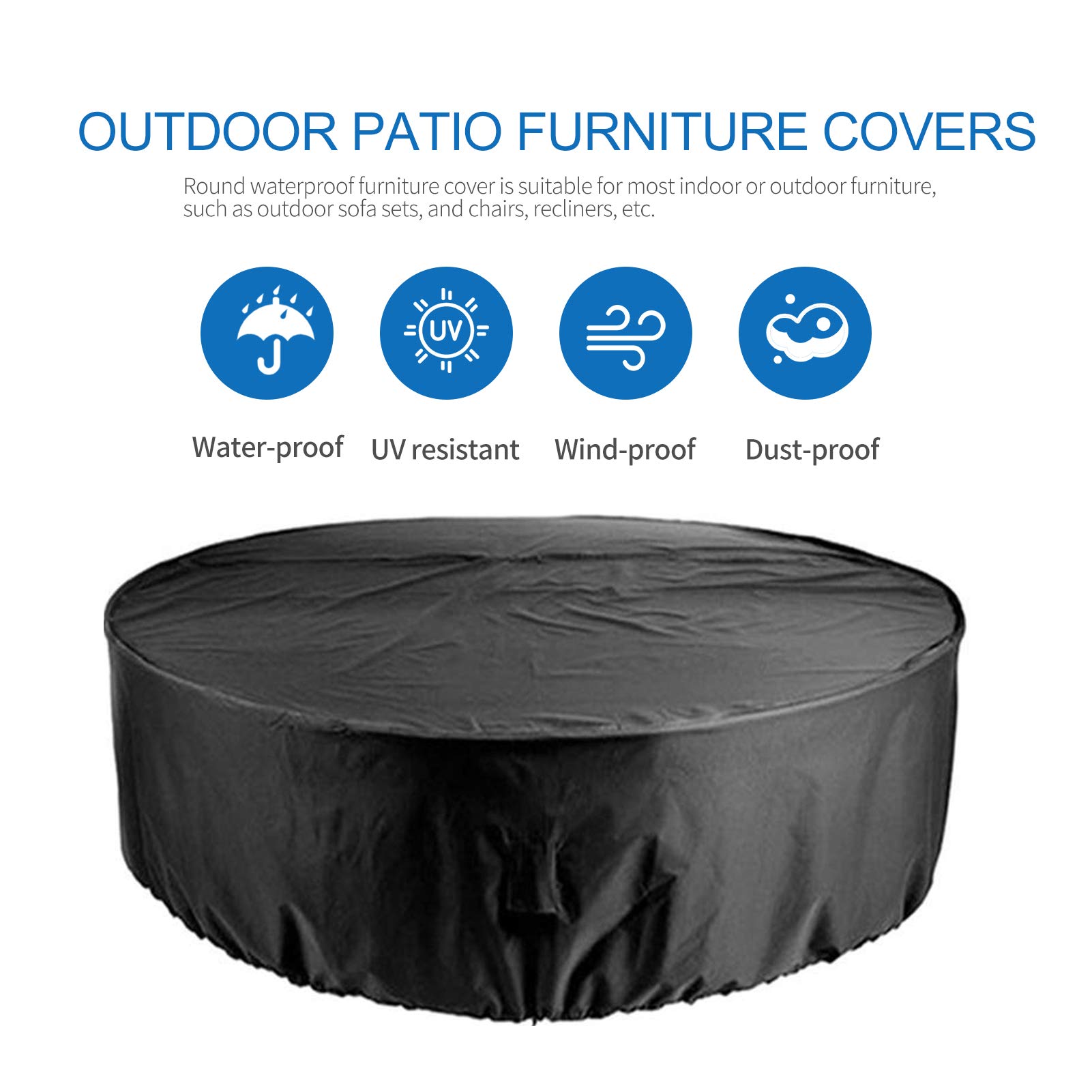 Maiju Outdoor Patio Furniture Covers Waterproof Table Chair Set Covers Windproof Tear-Resistant UV Round Cover for Outdoor Garden Patio Yard Park Furniture Cover