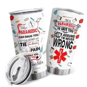 i am paramedic mug glass gift for friends tumbler 20 oz hot or iced water tea coffee stainless steel insulated vacuumcocktail, tumbler cup mug vacuum gift birthday christmas