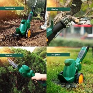 Handheld Grass Trimmer Cordless String Trimmer Small Household Electric Lawn Mower Multifunctional Weeder Retractable Rod 10.8V/2.0Ah Lithium Battery