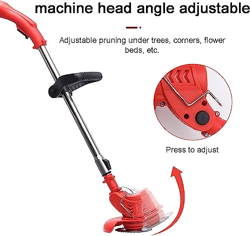 Handheld Cordless Trimmer, 24V Electric Small Portable Trimmer with 3 Style Blades Handheld Lawn Mower Adjustable Machine Head Lawn Garden Weeder