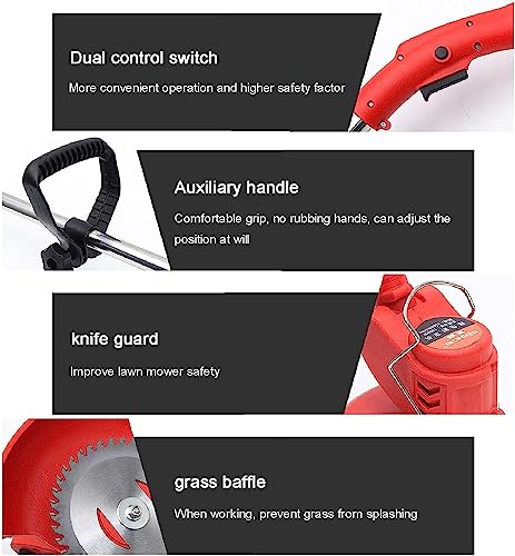 Handheld Cordless Trimmer, 24V Electric Small Portable Trimmer with 3 Style Blades Handheld Lawn Mower Adjustable Machine Head Lawn Garden Weeder