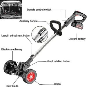 Handheld Cordless Trimmer, 24V Electric Small Portable Trimmer with 3 Style Blades Handheld Lawn Mower Adjustable Machine Head Lawn Garden Weeder