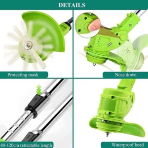 RUTAVM Handheld 12V/24V Cordless Grass Trimmer Adjustable Electric Lawn Mower Garden Pruning Cutter Power Garden Tools-12V-2 Battery