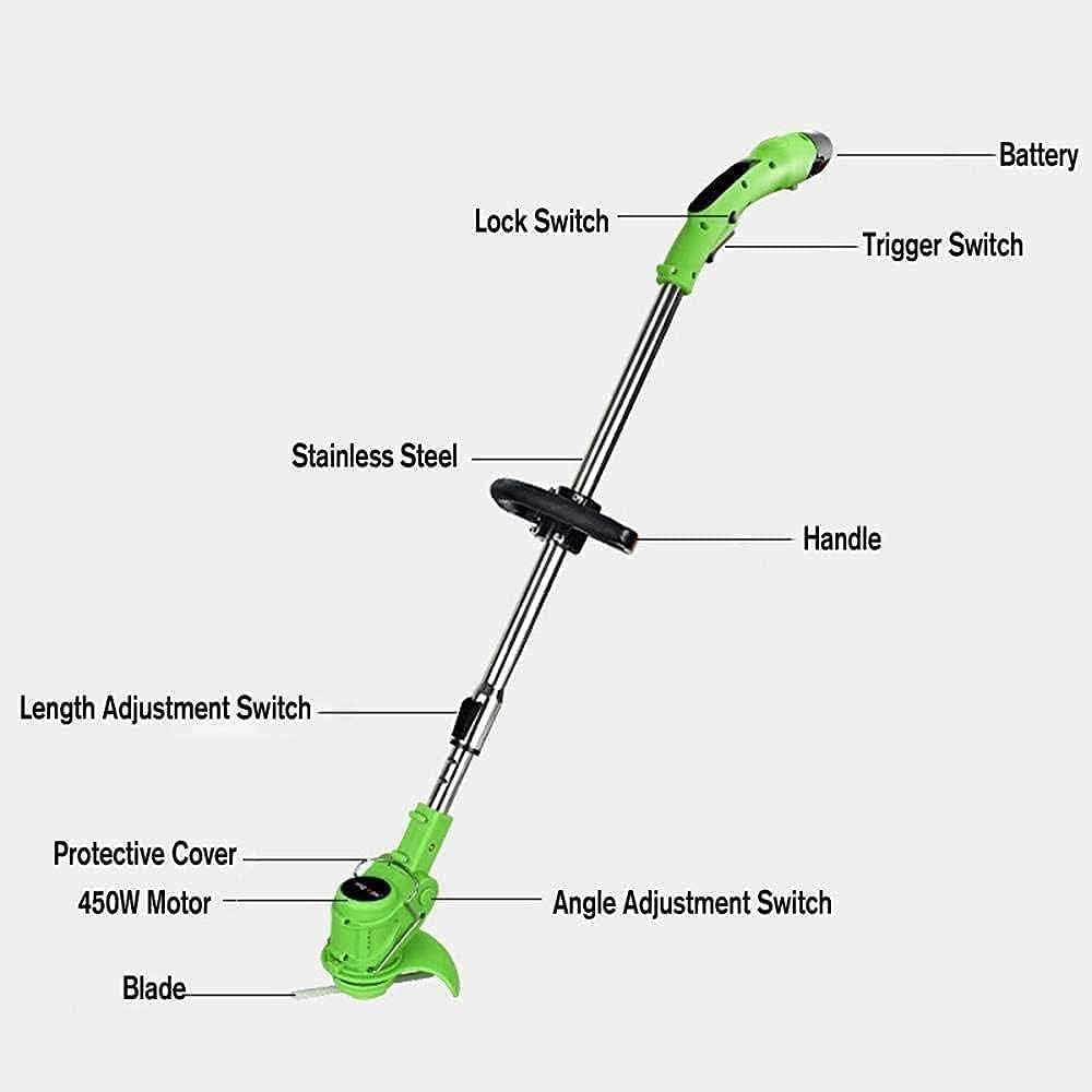 RUTAVM Handheld 12V/24V Cordless Grass Trimmer Adjustable Electric Lawn Mower Garden Pruning Cutter Power Garden Tools-12V-2 Battery