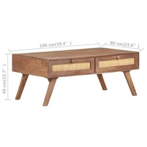 QJBSAVVA Coffee Table 39.4"x23.6"x15.7" Solid Mango Wood,Entrance Table Tray Tables Center Table Low Table Suitable for Meeting Rooms, Reception Rooms, Offices