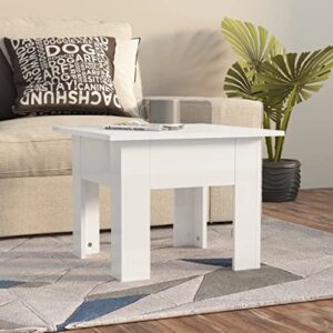 qjbsavva coffee table high gloss white 21.7"x21.7"x16.5" engineered wood,floor standing table table for living room cocktail table suitable for meeting rooms, reception rooms, offices