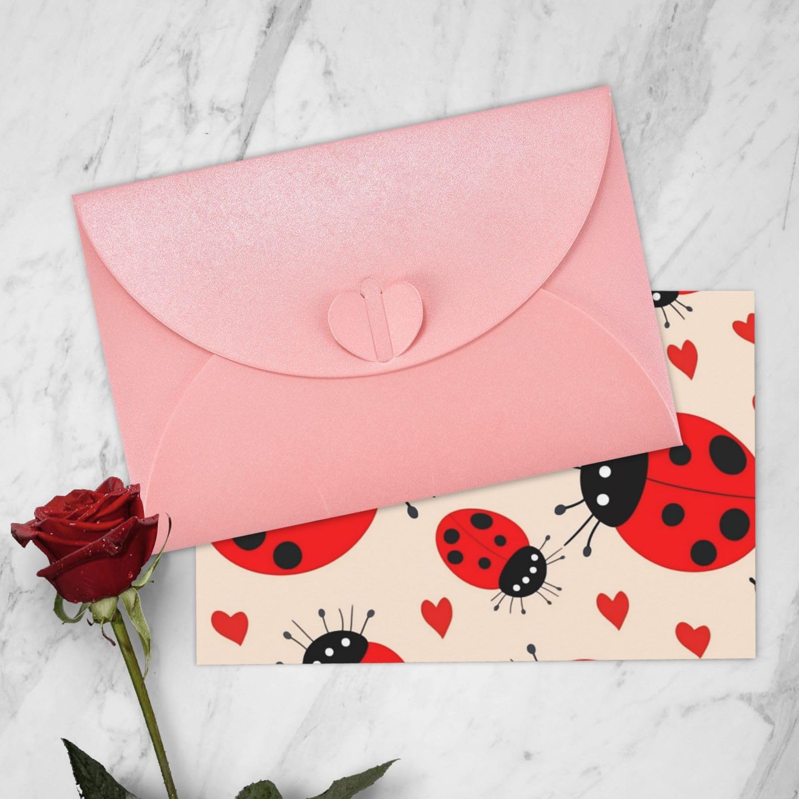 RLDOBOFE Birthday Cards With Envelopes Ladybug Wedding Cards Sympathy Cards Thinking Of You Cards Note Thank You Cards Blank Inside All Occasions Greeting Cards